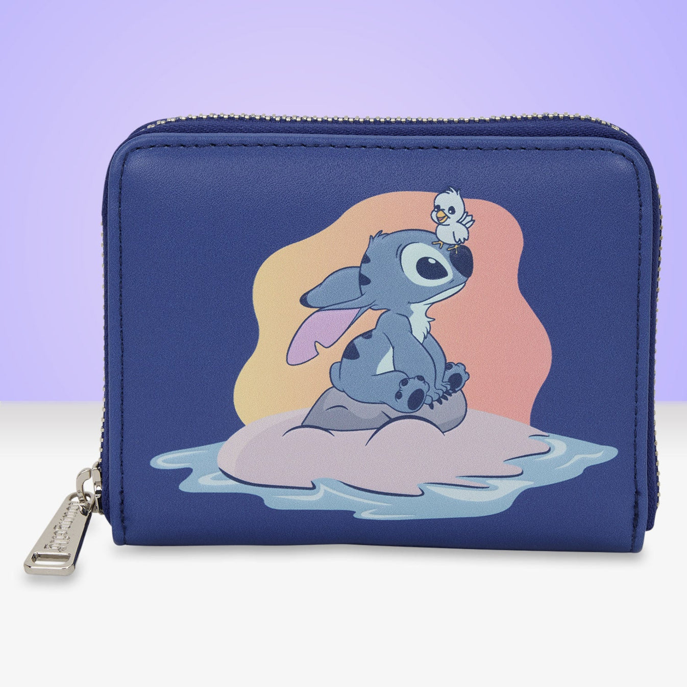 Loungefly x Disney Lilo & Stitch Minimal Sitting on Rock with Bird Zip ...