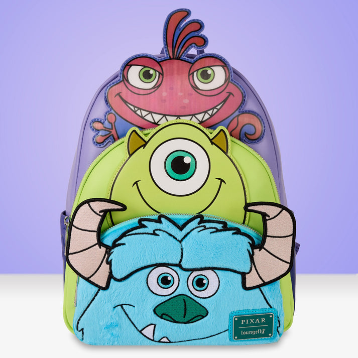 Loungefly x Pixar Monsters Inc. Mike, Sulley and Randall Triple Pocket ...