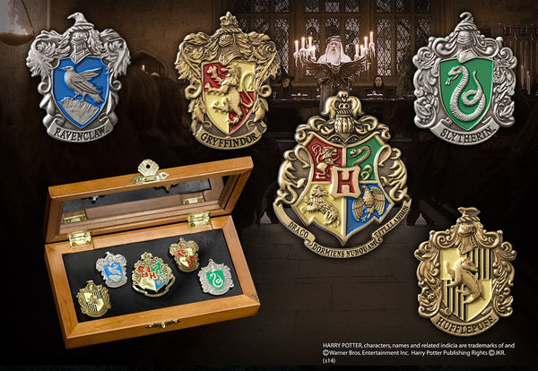 Official Harry Potter Hogwarts House Crest Pin Badge Set – GeekCore